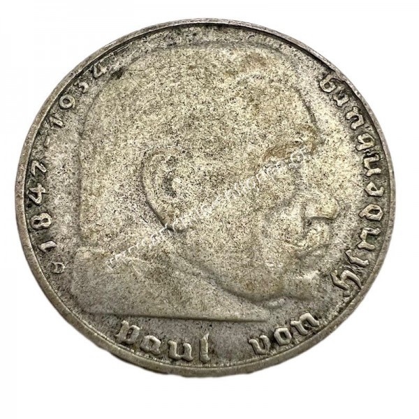 2 Marks 1939 D Paul von Hindenburg Germany